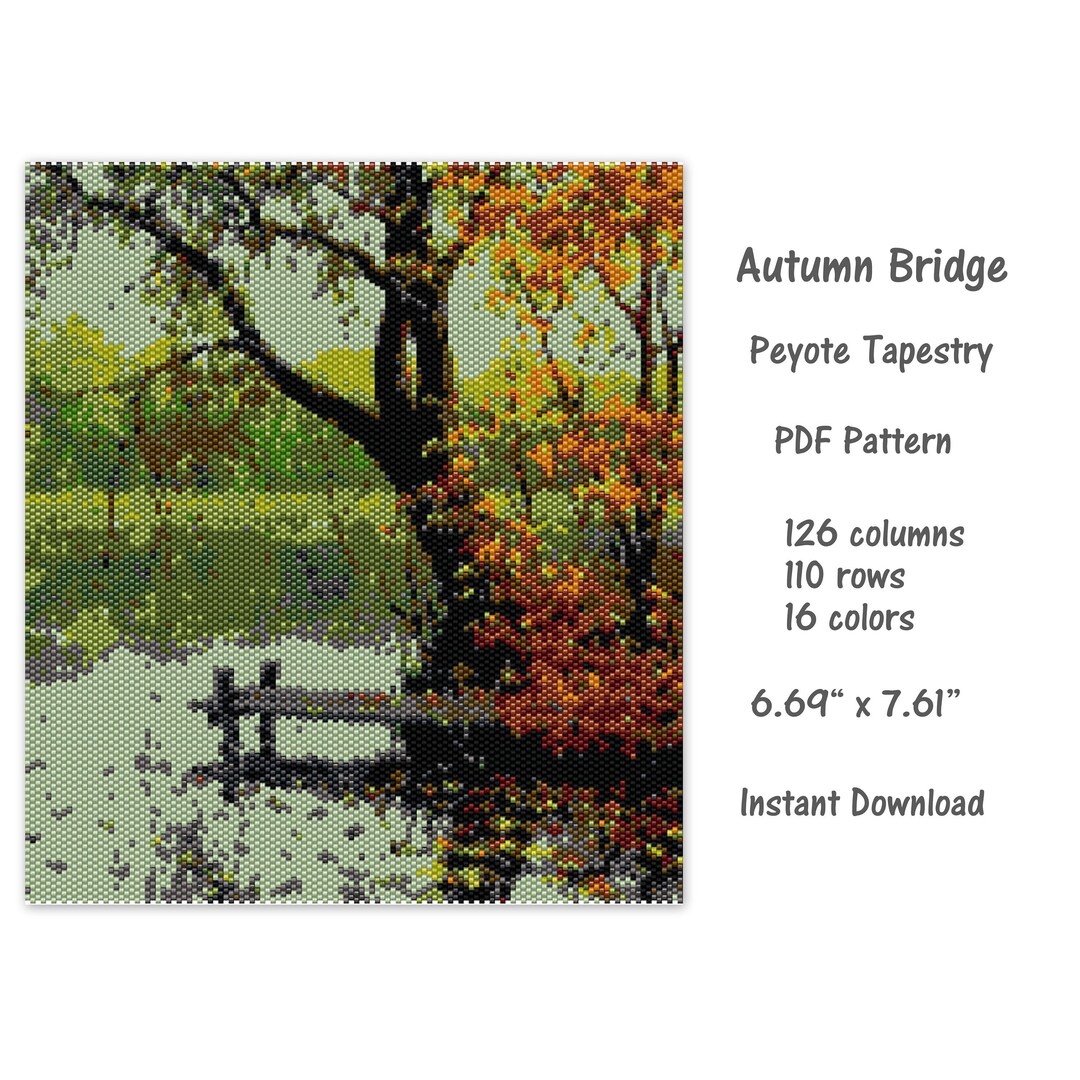 Autumn Bridge Peyote Tapestry Pattern, Peyote Tapestry Pattern, Seed ...