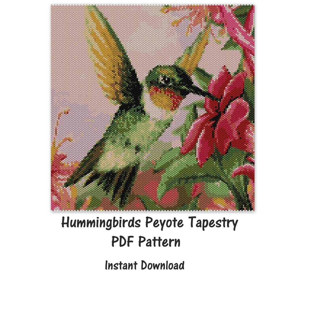 Hummingbirds Peyote Tapestry Pattern, Peyote Tapestry Pattern, Seed ...