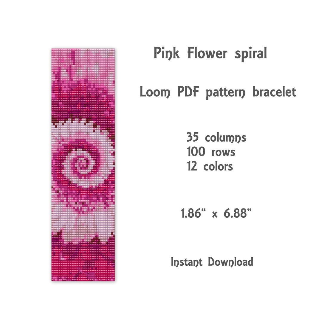 Pink Flower Spiral Loom Bracelet Pattern, Loom Stitch Bracelet Pattern ...