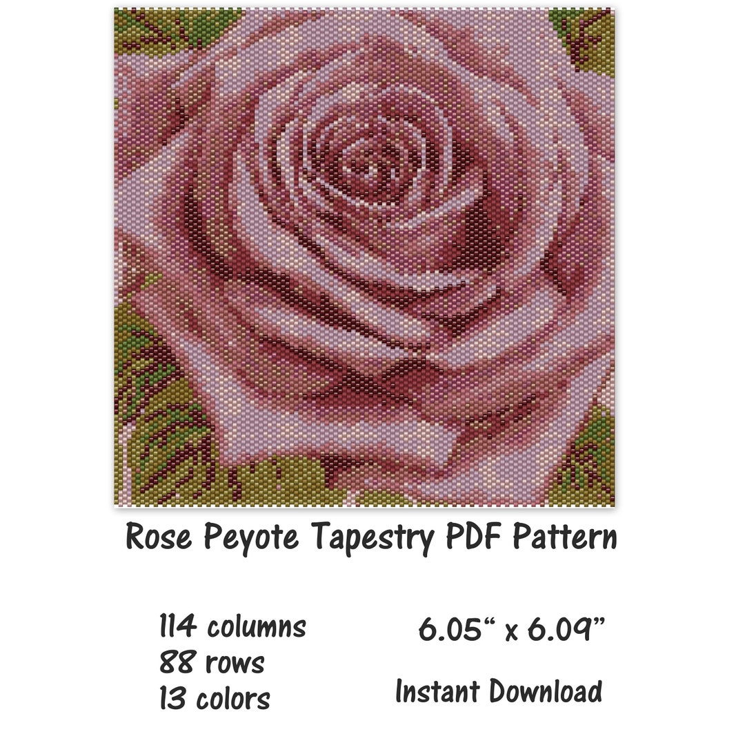 Rose Peyote Tapestry Pattern, Peyote Tapestry Pattern, Seed Bead ...