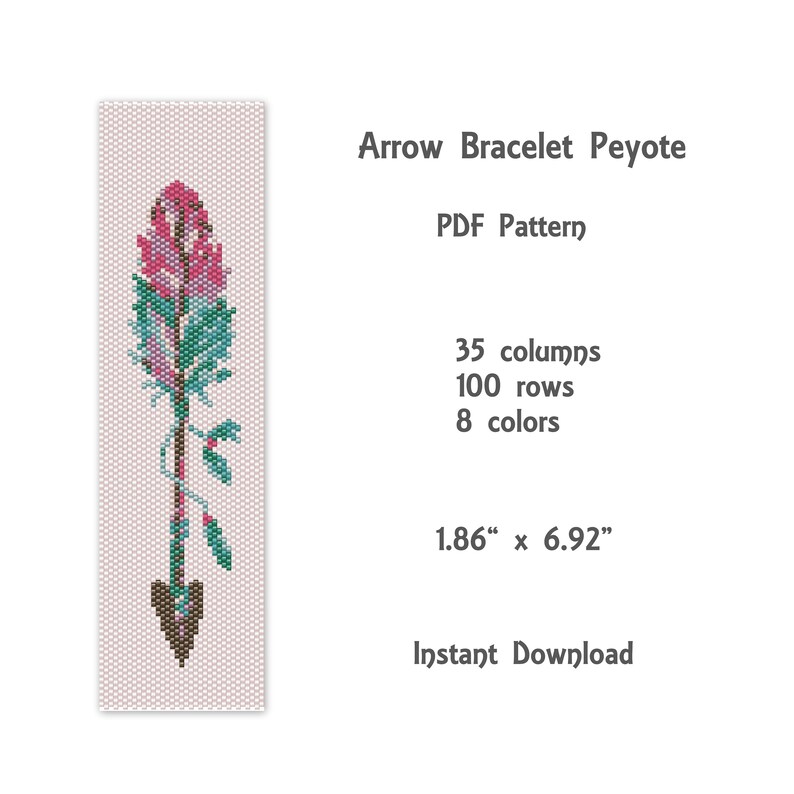 Arrow Feather Peyote bracelet pattern Peyote stitch bracelet | Etsy