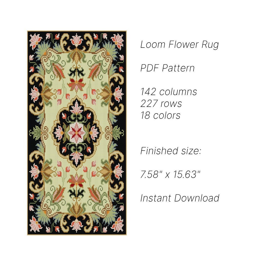 Loom Flower Rug Tapestry Pattern, Loom Tapestry Pattern, Seed Bead ...