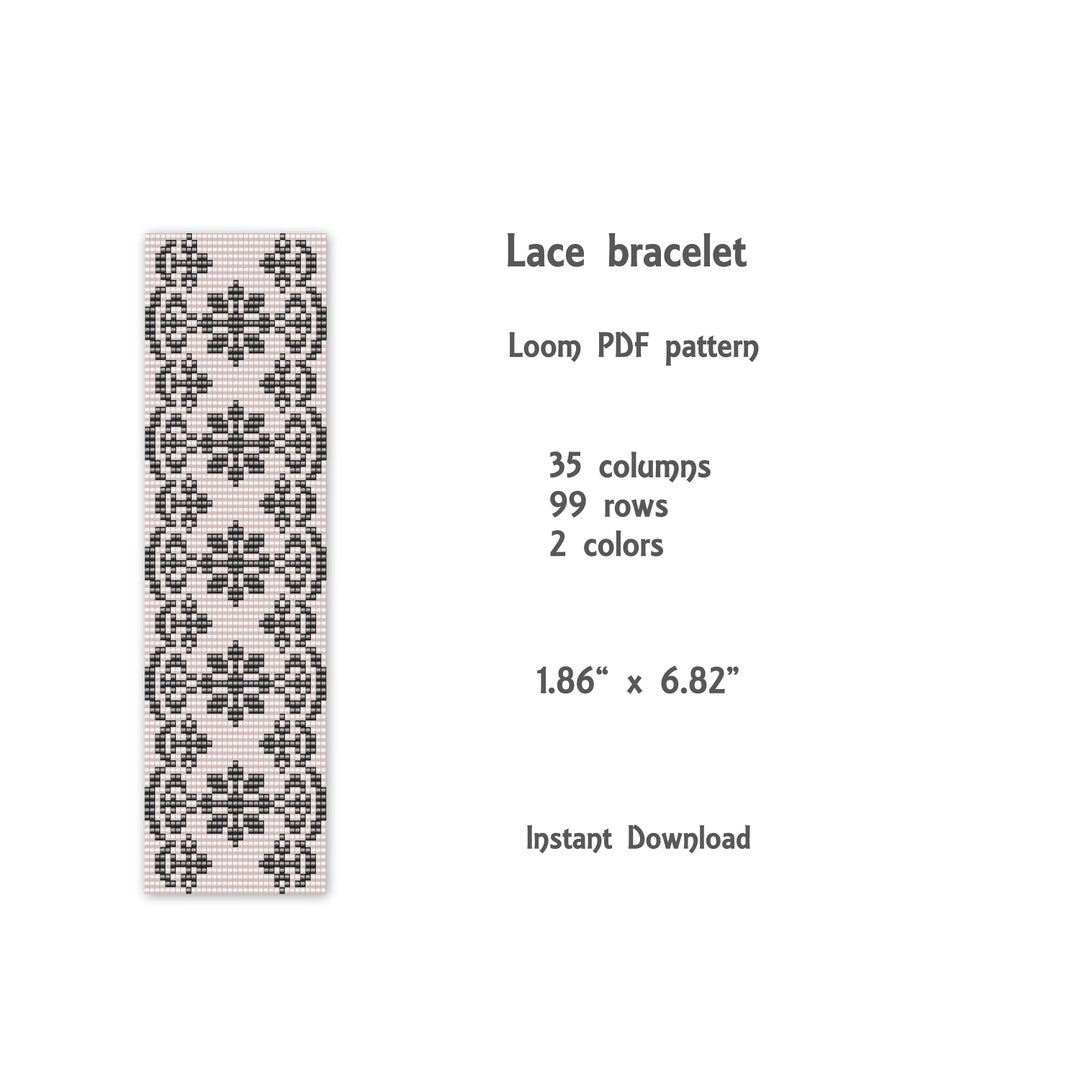 Lace Loom Bracelet Pattern, Loom Stitch Bracelet Pattern, Seed Bead ...