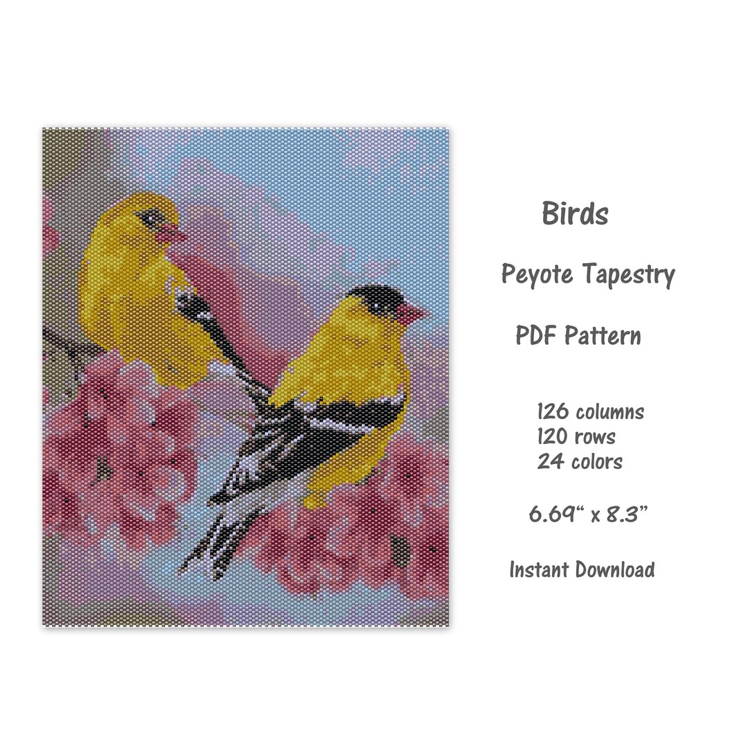 Birds Peyote PDF Pattern, Peyote Tapestry Pattern, Seed Bead Pattern ...