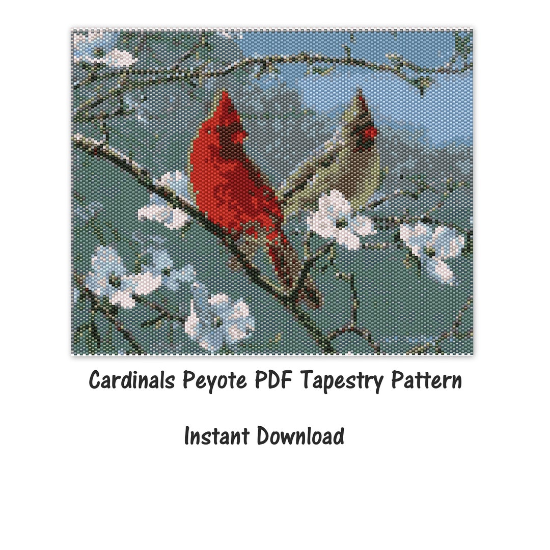 Cardinals Peyote Tapestry PDF Pattern, Peyote Tapestry Pattern, Seed ...