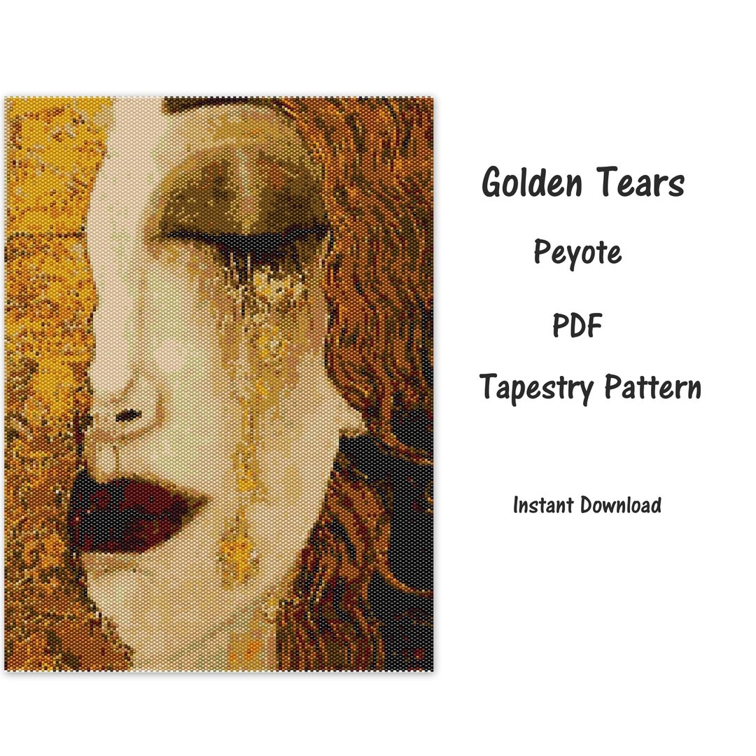 Golden Tears Peyote PDF Pattern, Peyote Tapestry Pattern, Seed Bead ...