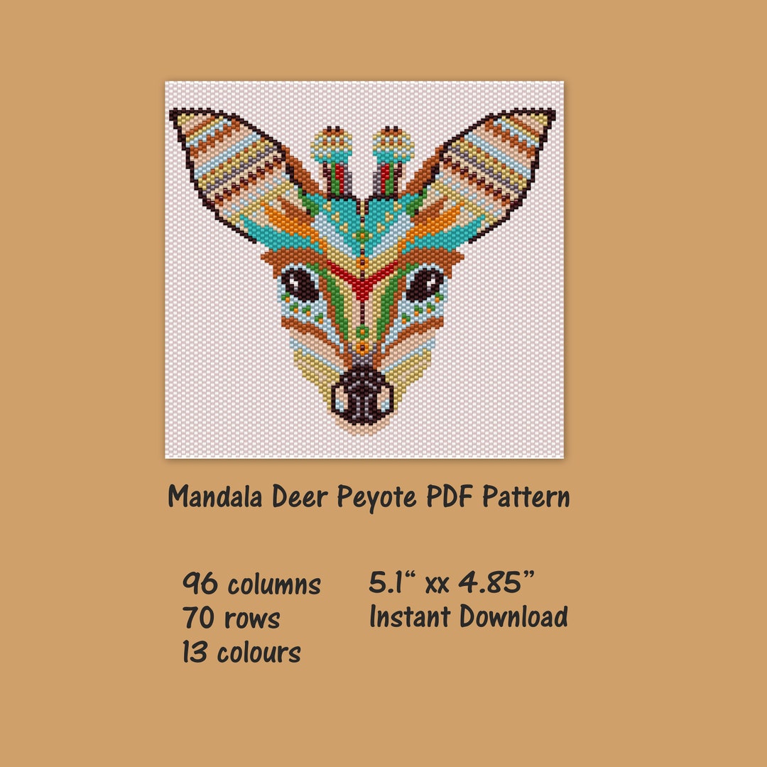 Mandala Deer Peyote PDF Tapestry Pattern, Peyote Tapestry Pattern, Seed ...