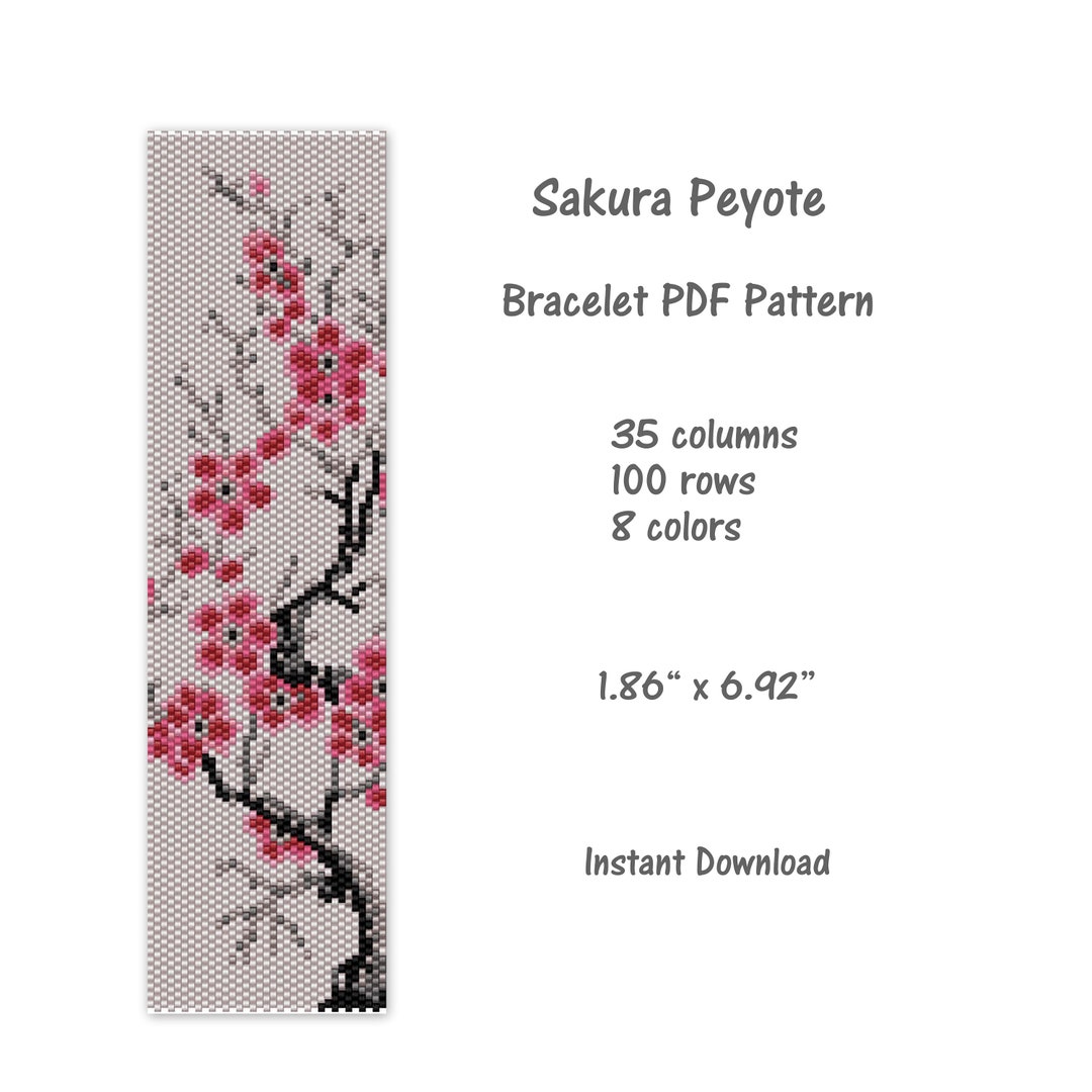 Sakura Peyote Bracelet Pattern, Peyote Stitch Bracelet Pattern, Seed ...