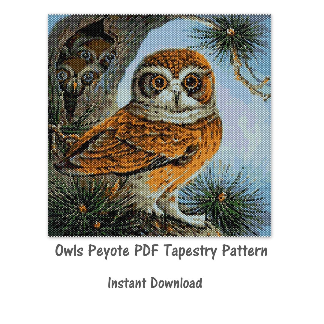 Owls Peyote Tapestry Pattern, Peyote Tapestry Pattern, Seed Bead ...