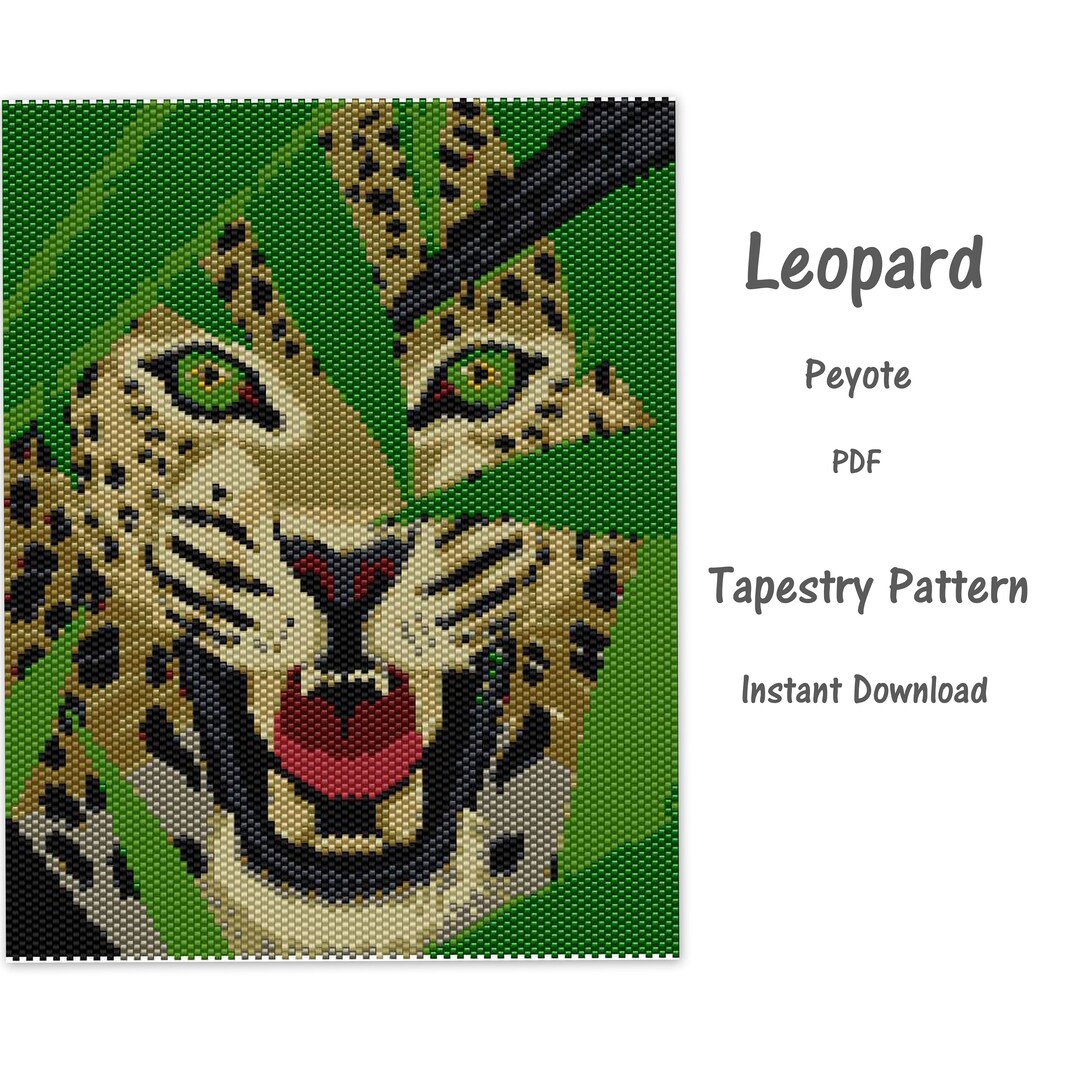 Leopard Peyote Tapestry PDF Pattern, Peyote Tapestry Pattern, Seed Bead ...