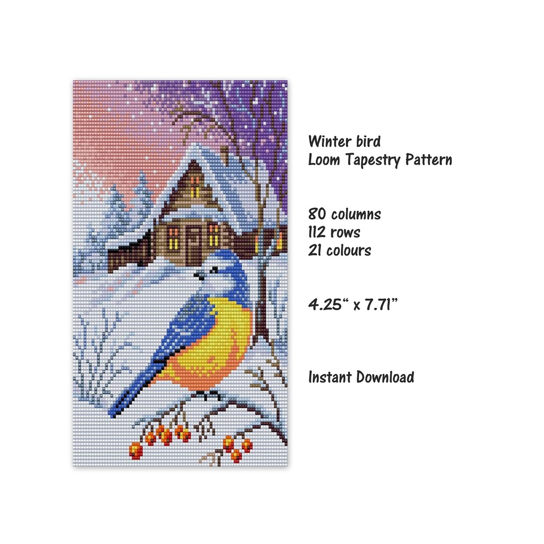Winte Bird Loom PDF Pattern, Loom Tapestry Pattern, Seed Bead Pattern ...