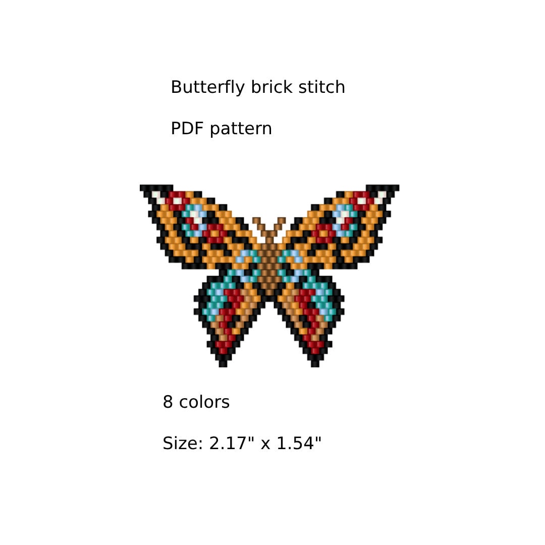 Brick Stitch Butterfly Pattern, Beaded Butterfly , Seed Bead Pattern ...