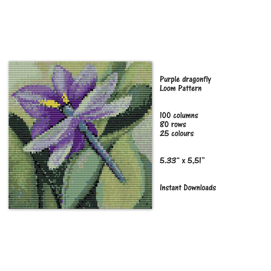 Purple Dragonfly Loom Tapestry Pattern, Loom Tapestry Pattern, Seed ...