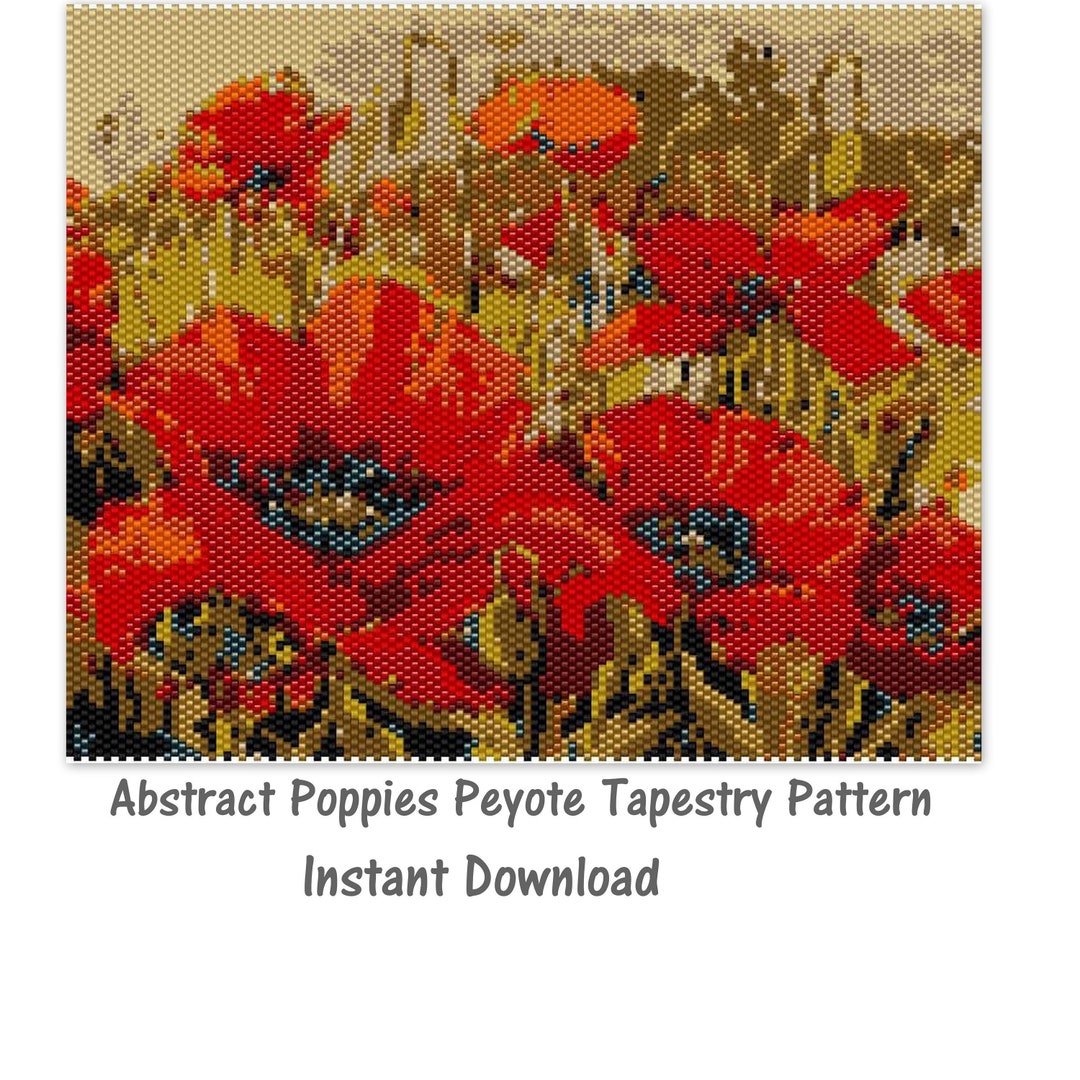 Abstract Poppies Peyote Tapestry Pattern, Peyote Tapestry Pattern, Seed ...