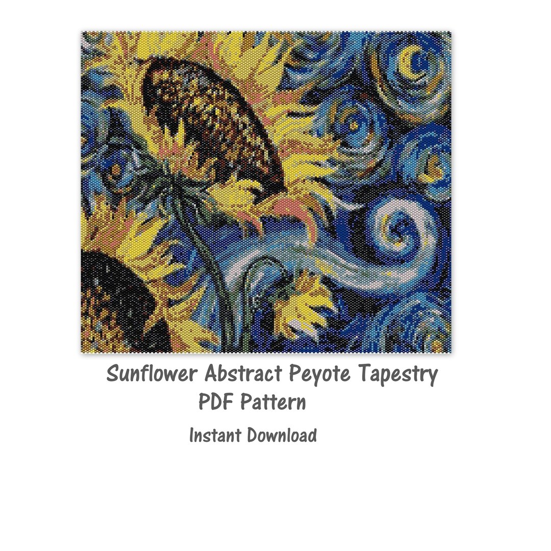 Sunflower Abstract Peyote Tapestry Pattern, Peyote Tapestry Pattern ...