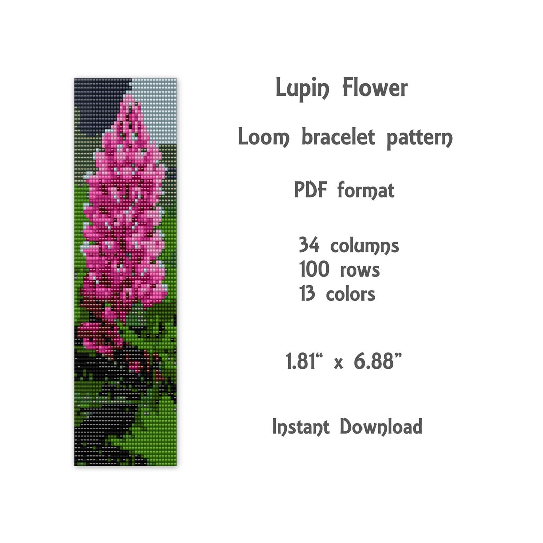 Lupin Flower Loom Bracelet Pattern, Loom Stitch Bracelet Pattern, Seed ...