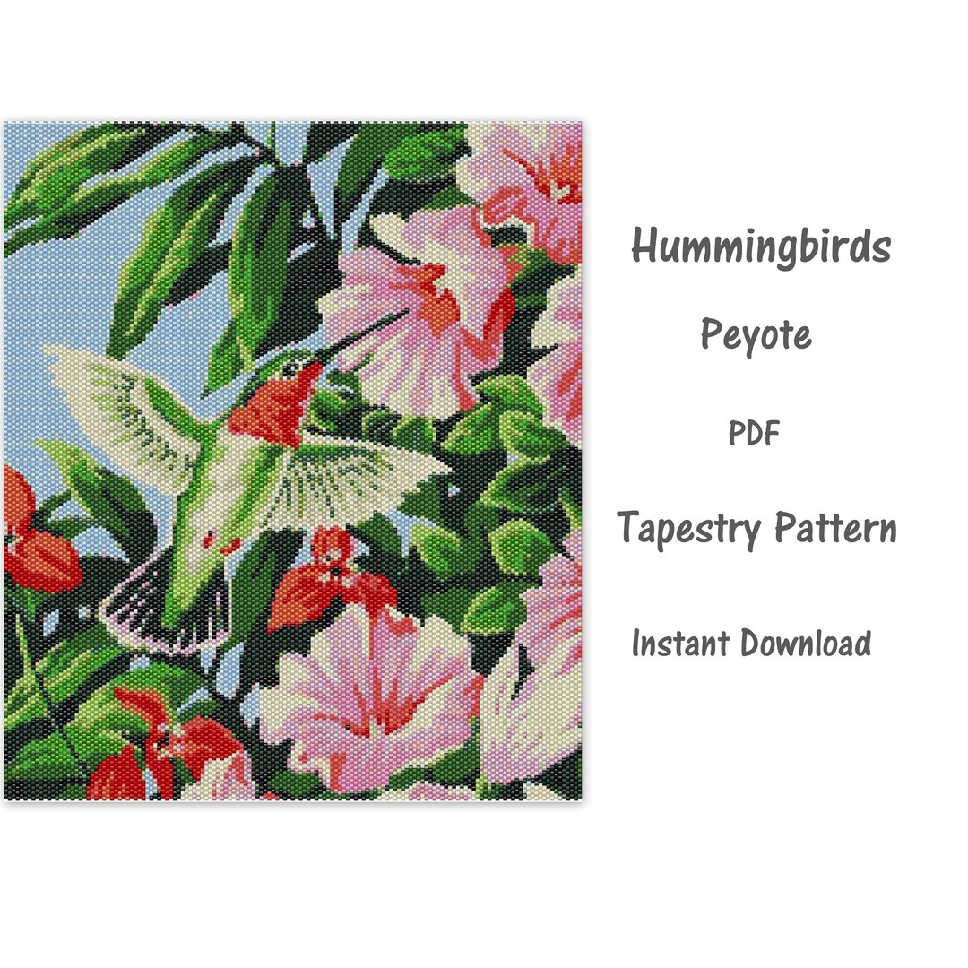 Hummingbirds Peyote Tapestry Pattern, Peyote Tapestry Pattern, Seed ...