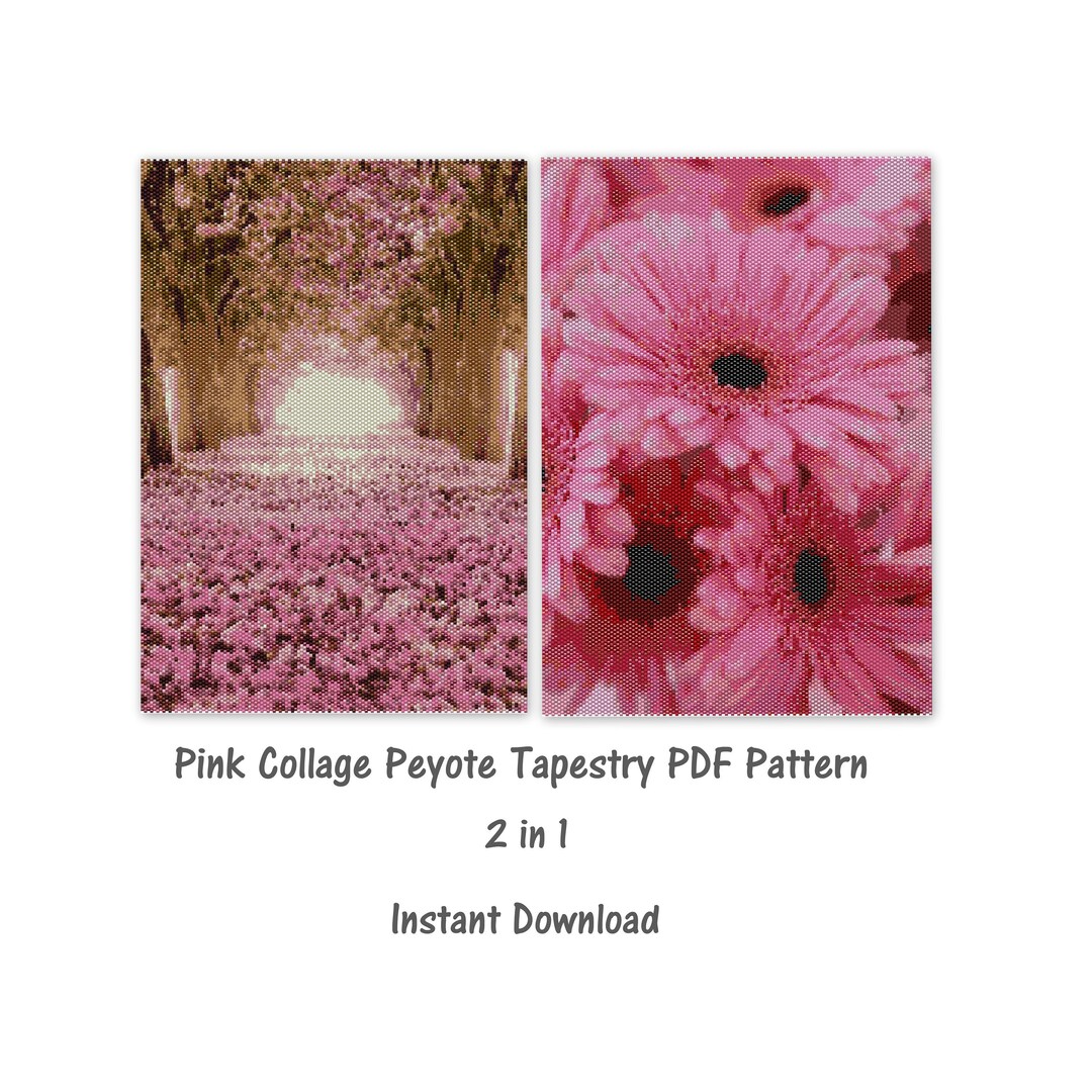 Pink Collage Peyote Tapestry PDF Pattern, Peyote Tapestry Pattern, Seed ...