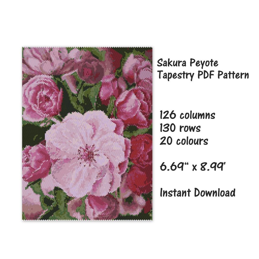 Sakura Peyote Tapestry PDF Pattern, Peyote Tapestry Pattern, Seed Bead ...