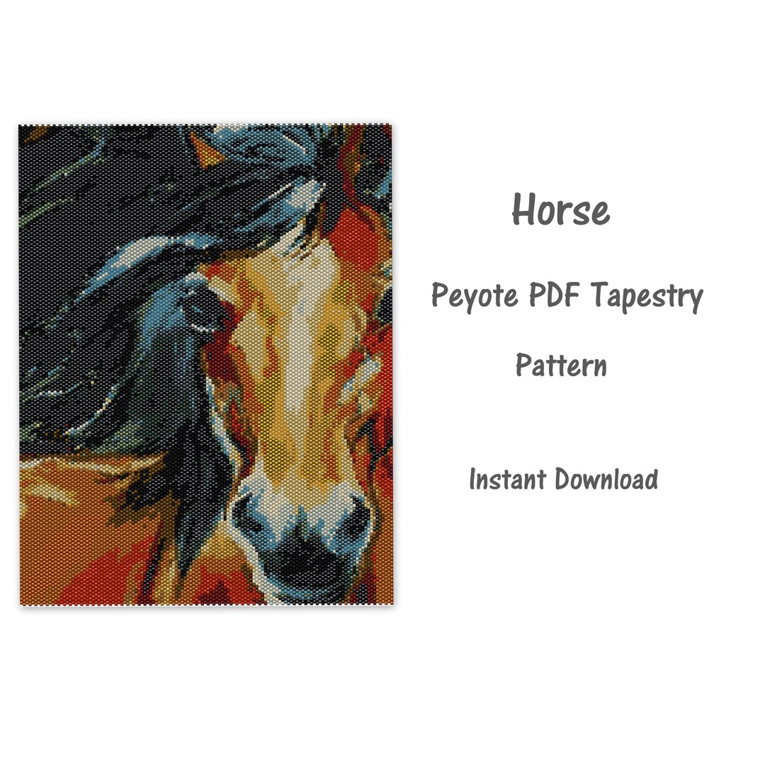 Horse Abstract Peyote Tapestry Pattern, Peyote Tapestry Pattern, Seed ...