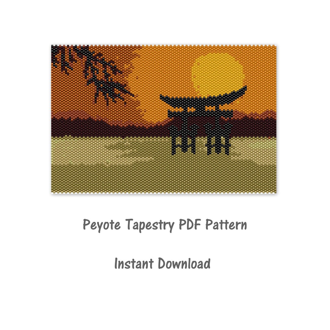 Japanese Sunset Peyote Tapestry Pattern, Peyote Tapestry Pattern, Seed ...