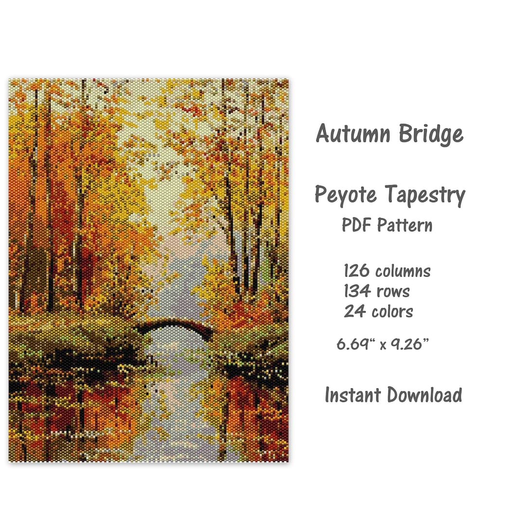 Autumn Bridge Peyote Tapestry Pattern, Peyote Tapestry Pattern, Seed ...