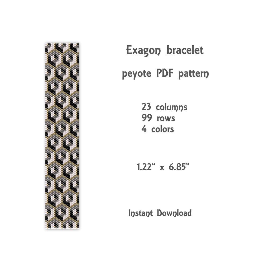 Geometric Peyote Bracelet Pattern, Peyote Stitch Bracelet Pattern, Seed ...