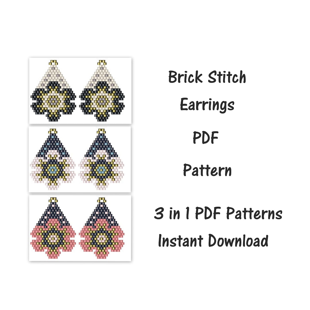 Flower Brick Stitch Earrings Pattern, Brick Stitch Pattern Earrings ...