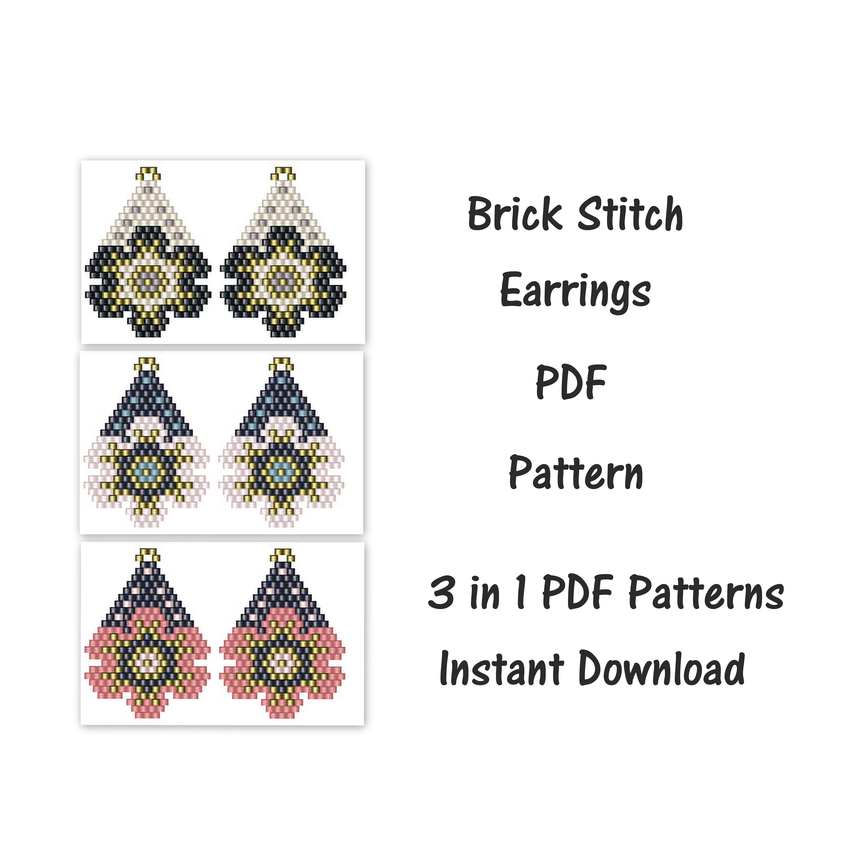 Flower Brick Stitch Earrings Pattern Brick Stitch Pattern - Etsy