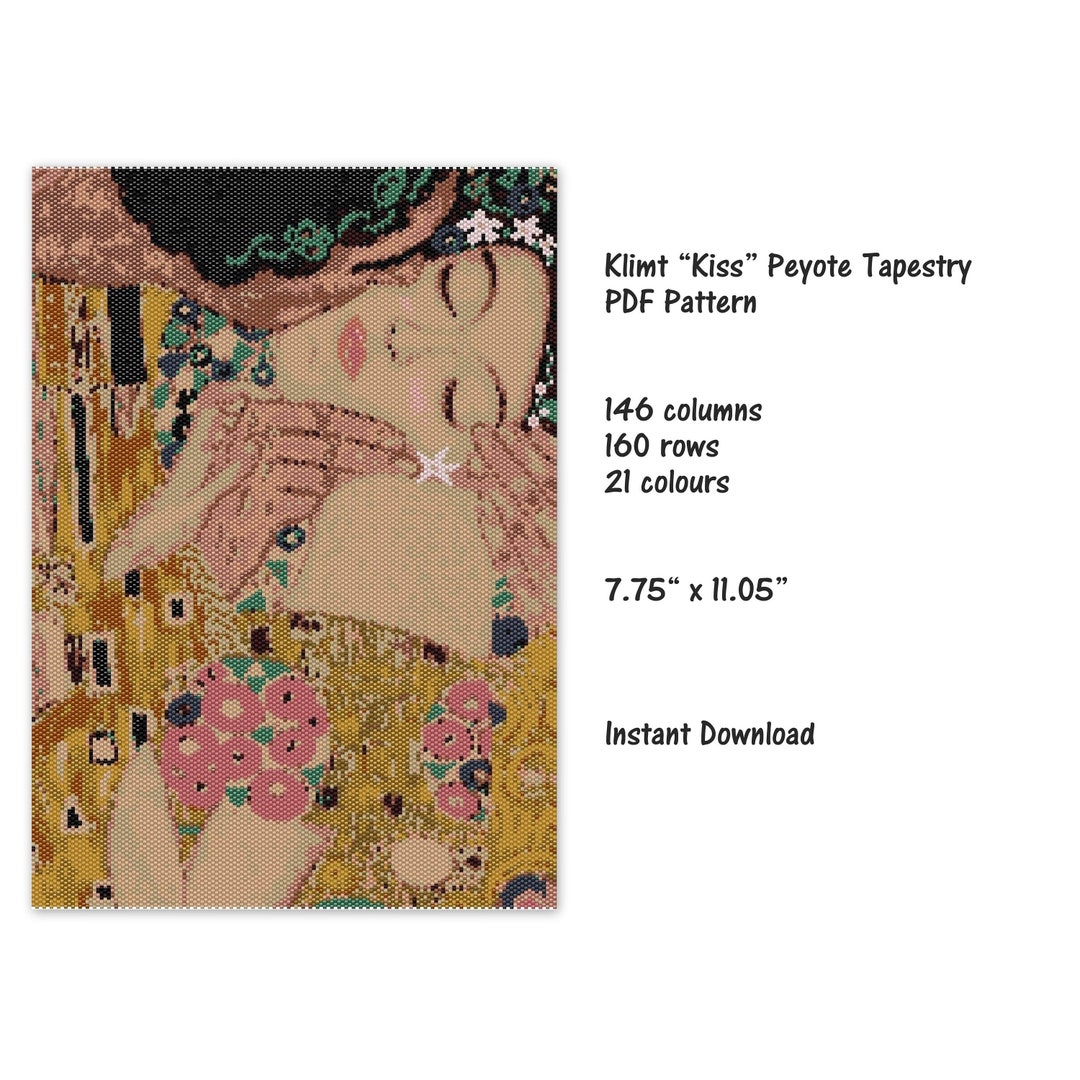 Klimt"kiss"peyote Tapestry Pattern, Peyote Tapestry Pattern, Seed Bead ...