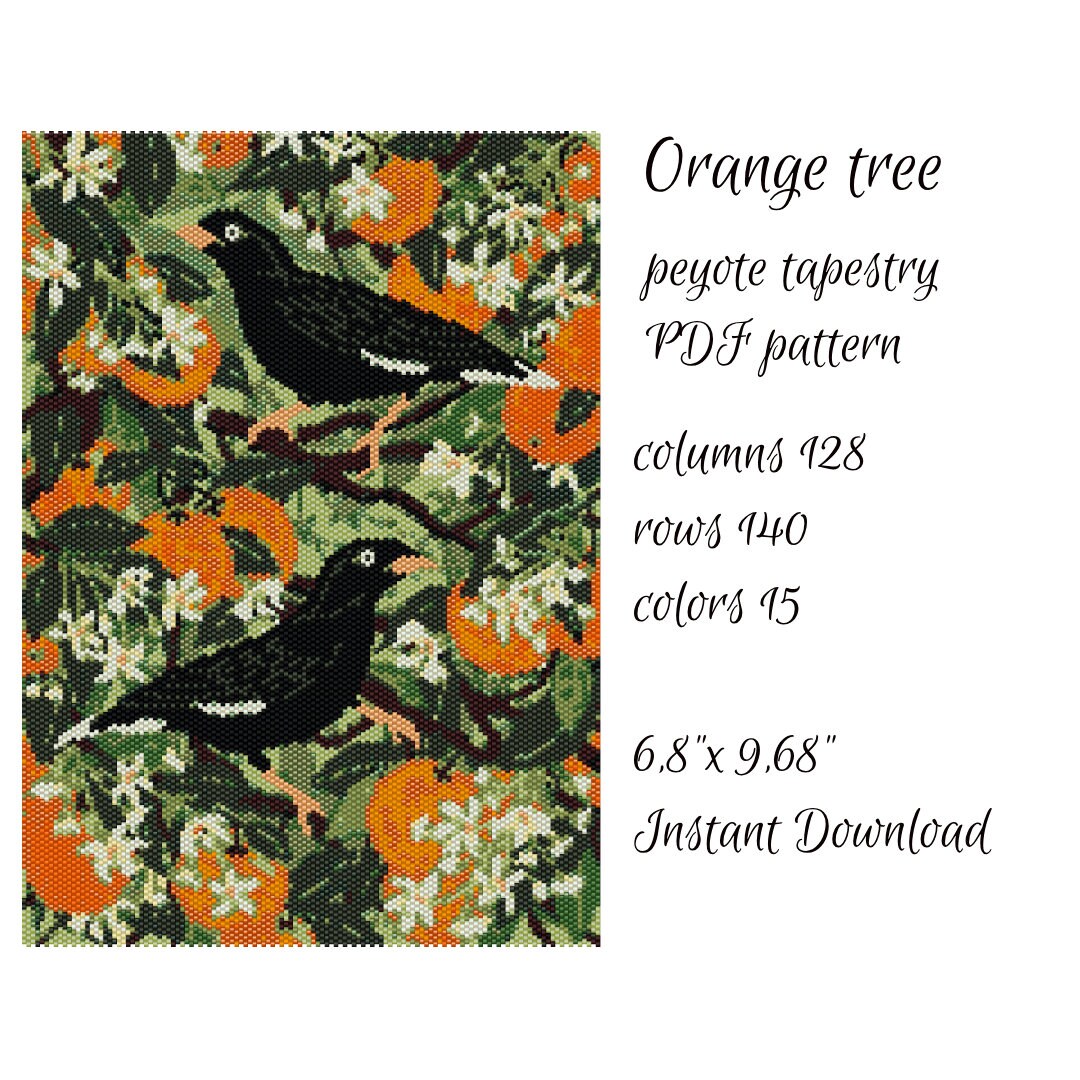 Orange Tree Peyote Tapestry Pattern, Peyote Tapestry Pattern, Seed Bead ...