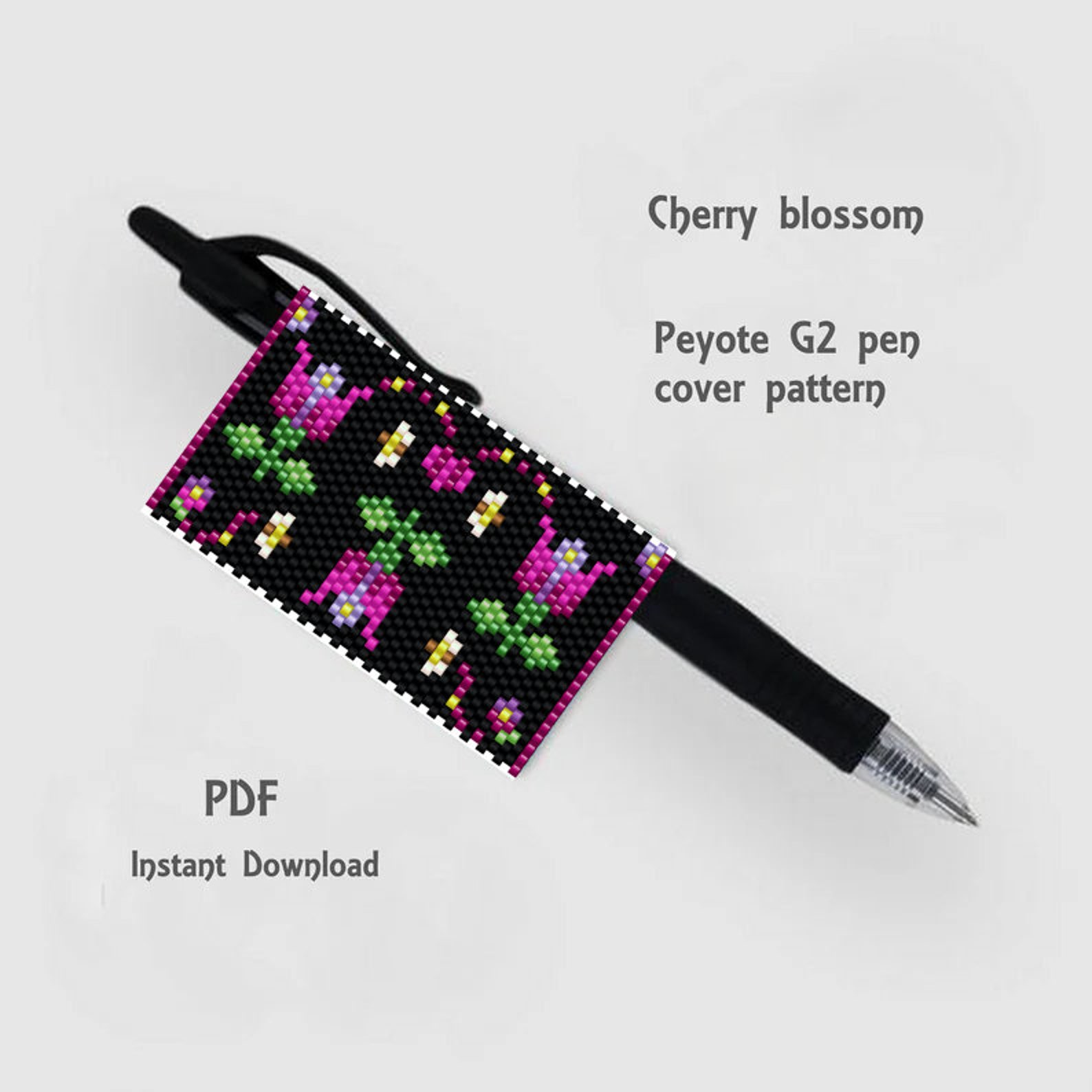 Bee Pen Cover Pattern,sakura Even Count Peyote Stitch Pattern, G2 Pilot ...