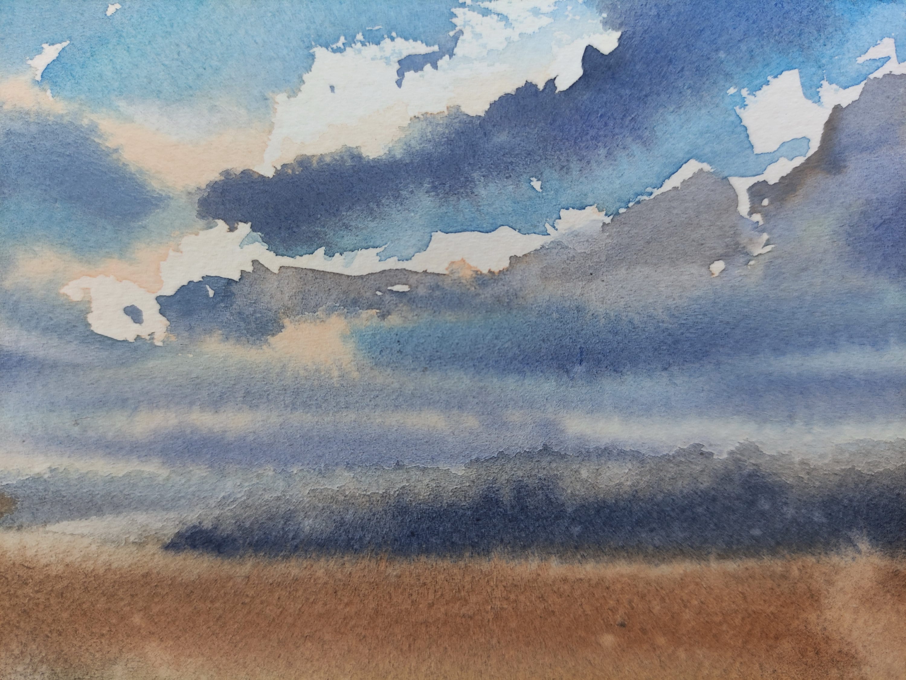 Watercolor Original Art Landscape Sky Painting From the Series ...