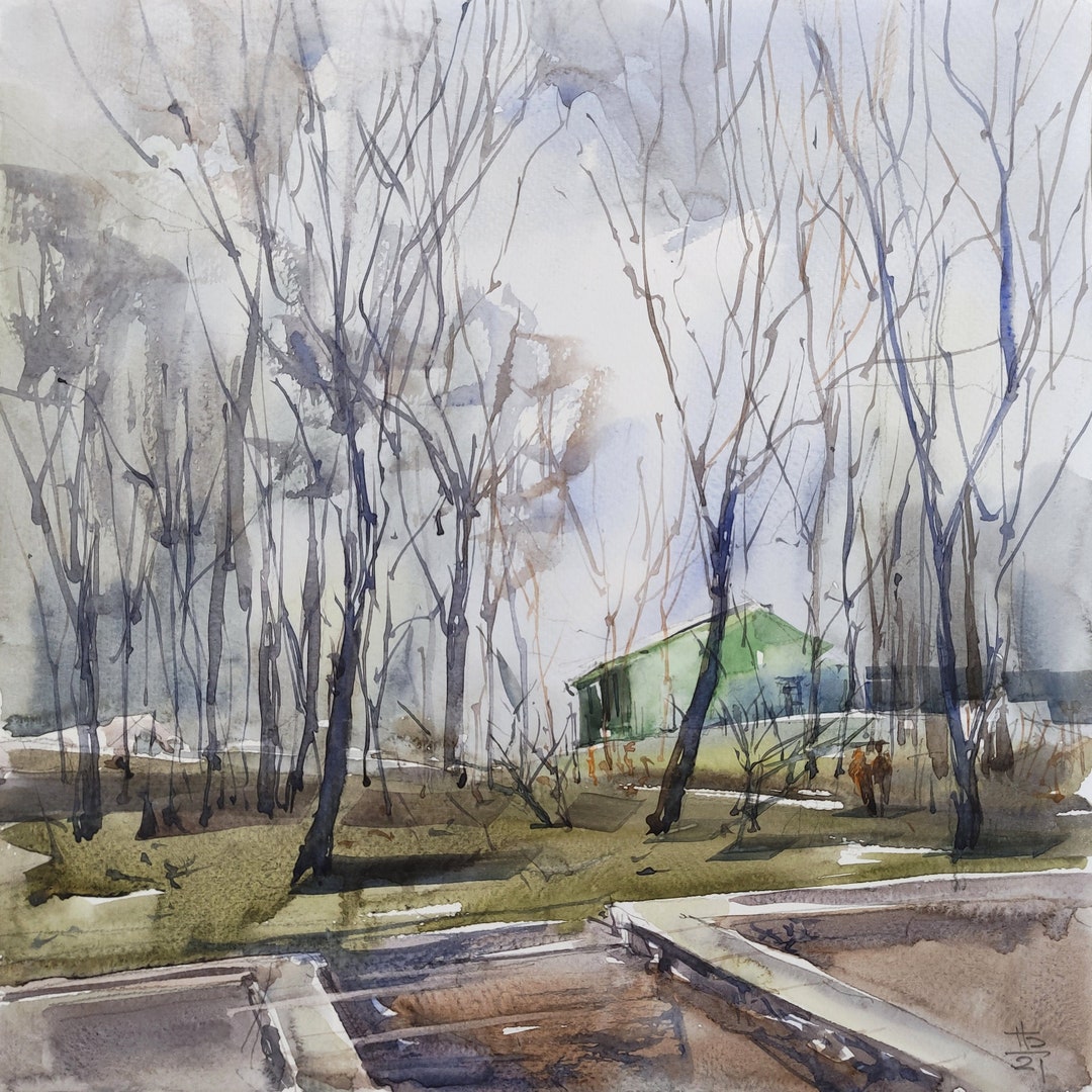 Original Spring Landscape Painting "spring is Here" 30x30 Cm ...