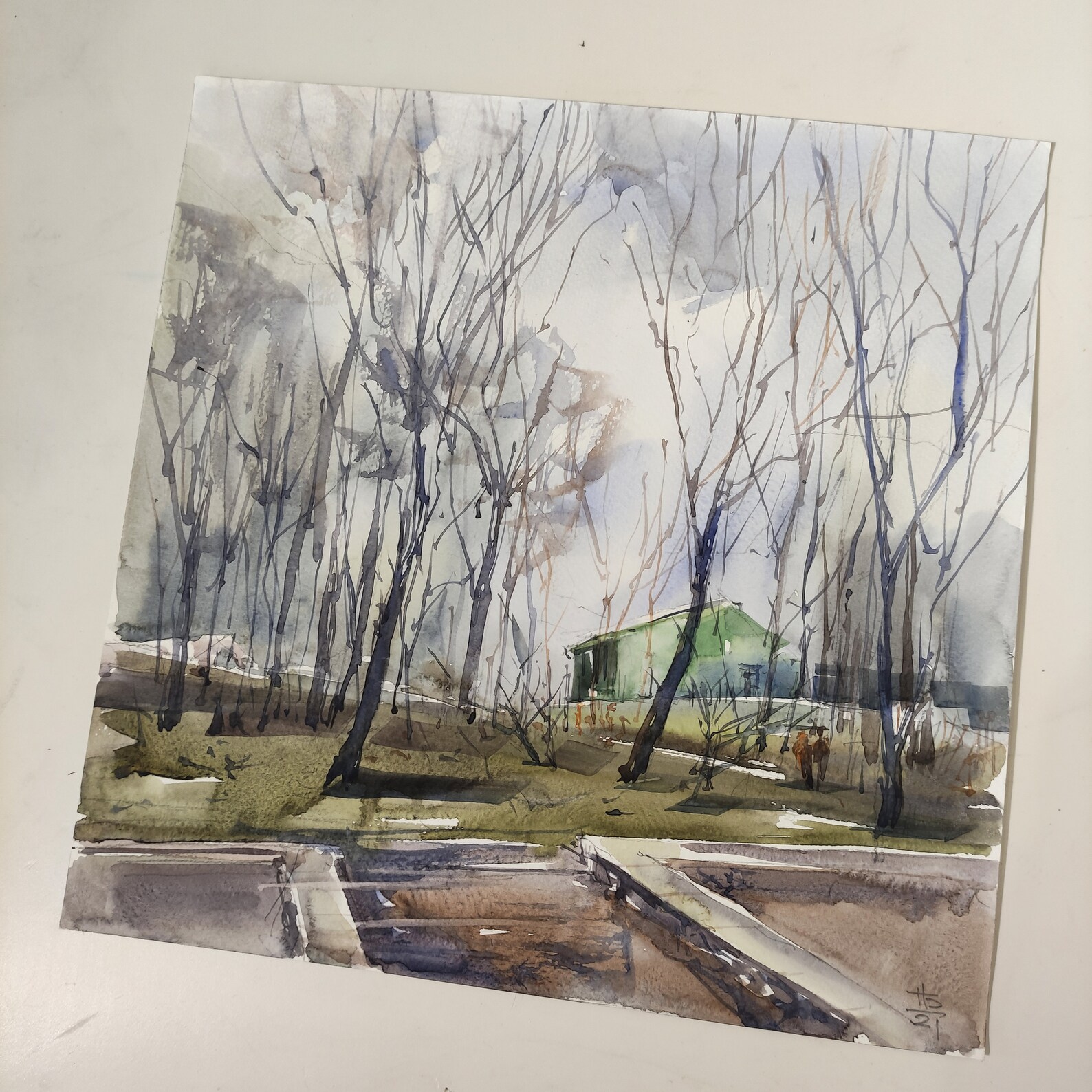 Original Spring Landscape Painting "spring is Here" 30x30 Cm ...