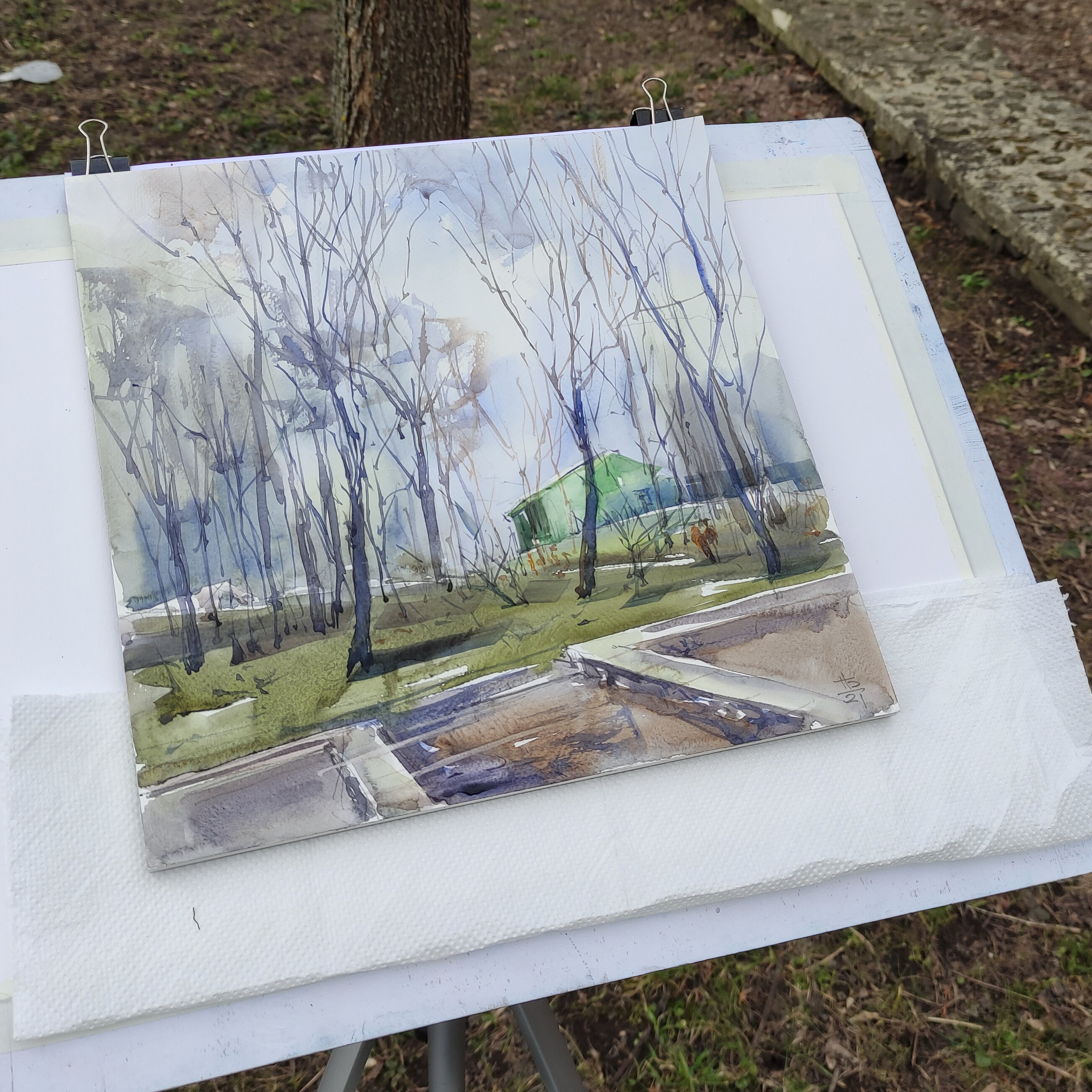 Original Spring Landscape Painting "spring is Here" 30x30 Cm ...