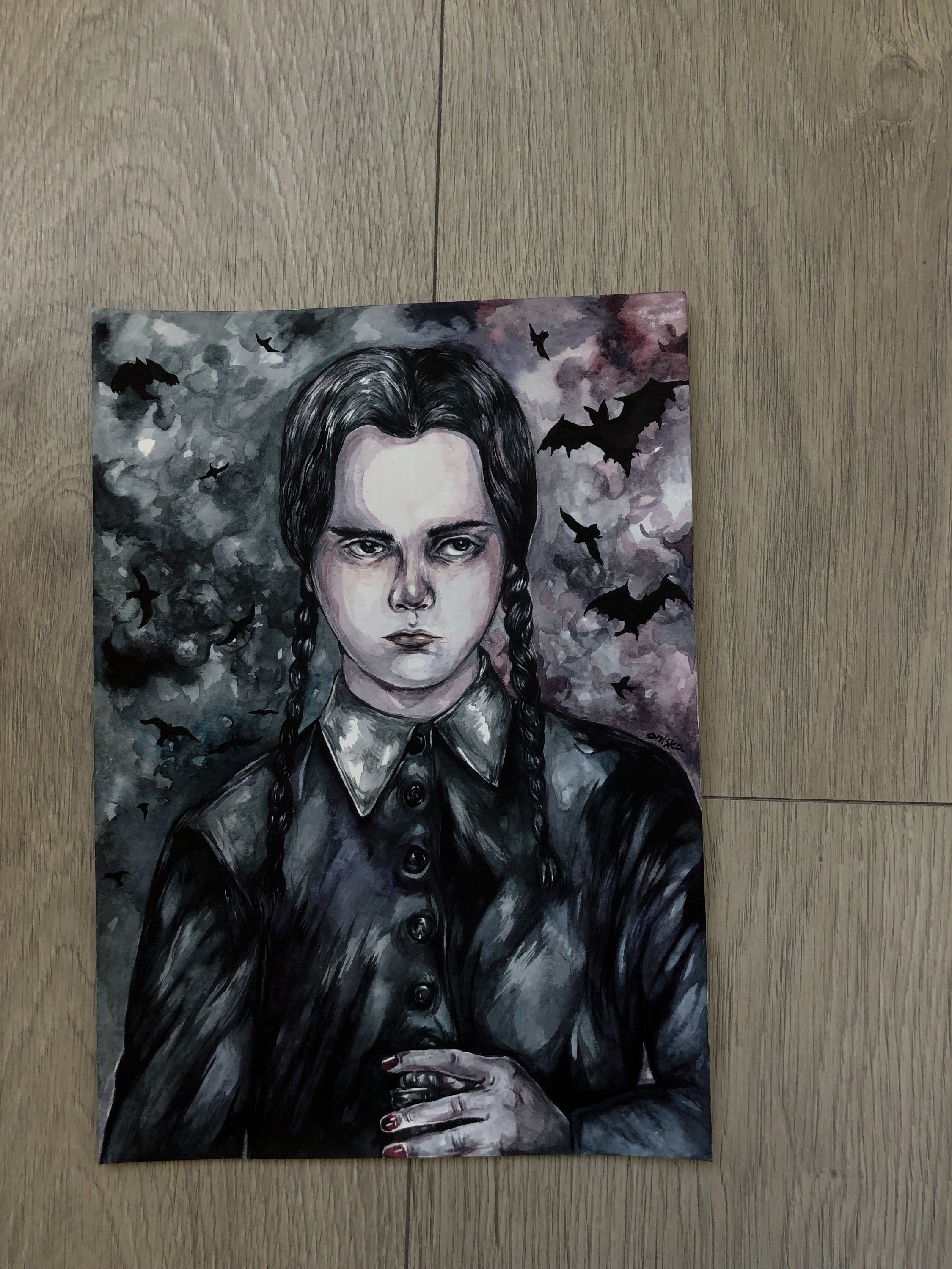 Art & Collectibles portrait of a girl watercolor painting spooky The ...