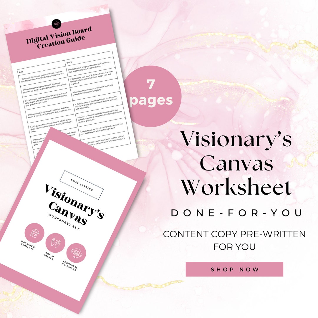 Visionary's Canvas, Done for You, Worksheet, Freebie, Coaches, Lead ...