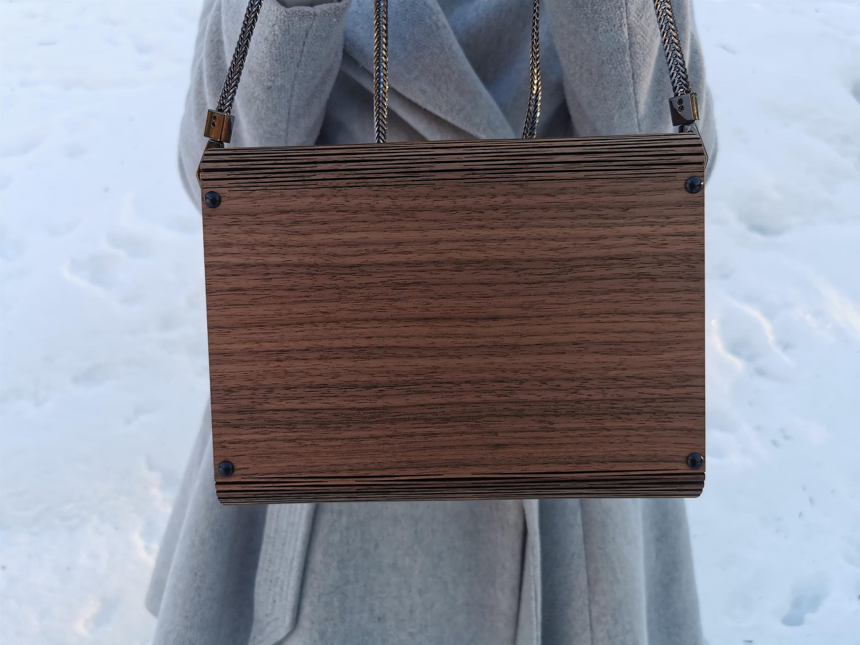 Wooden Leather American Walnut Bag Premium - Etsy