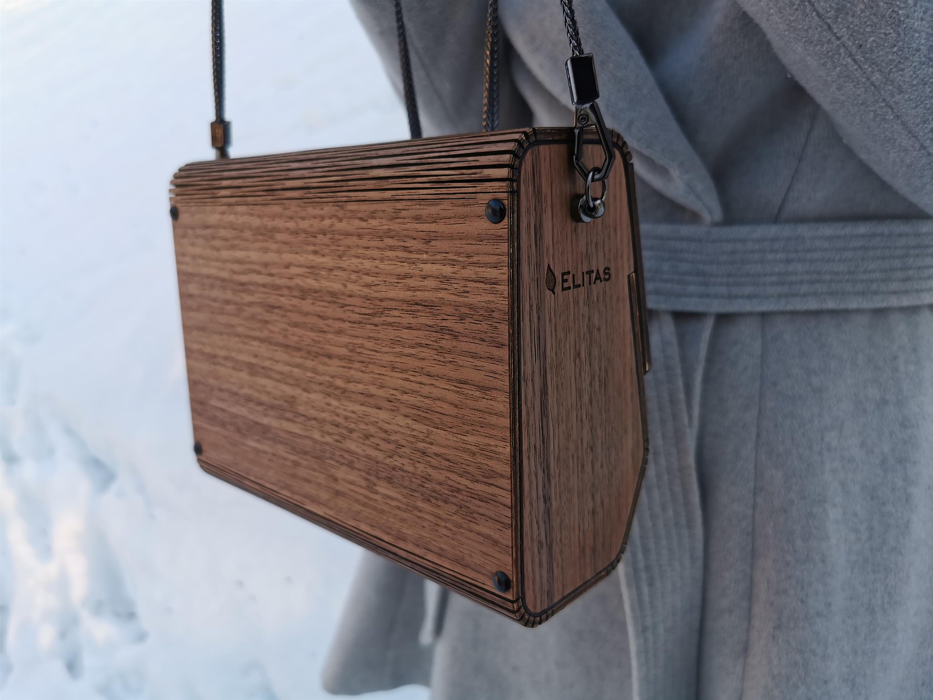 Wooden Leather American Walnut Bag Premium - Etsy