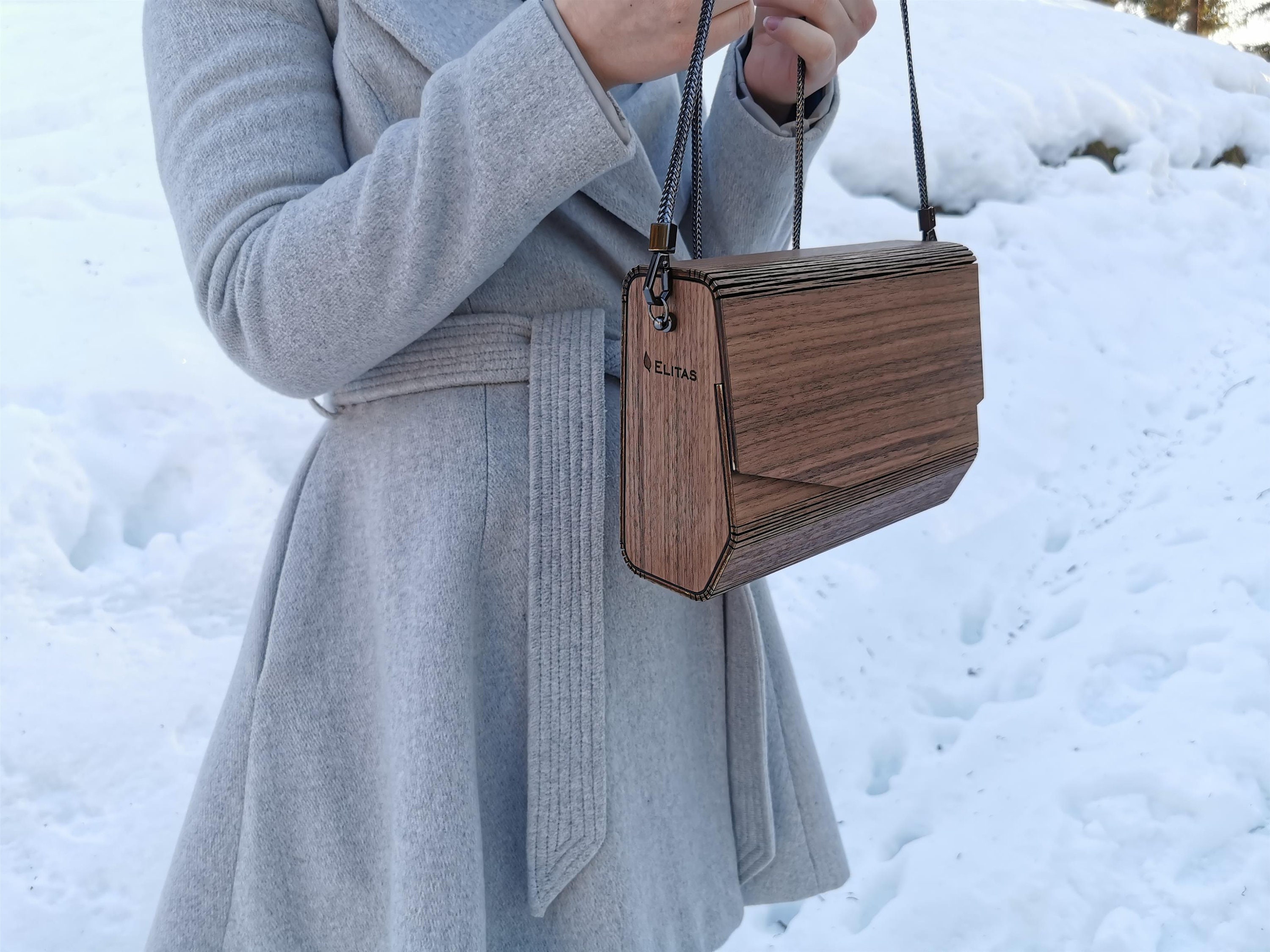 Wooden Leather American Walnut Bag Premium - Etsy