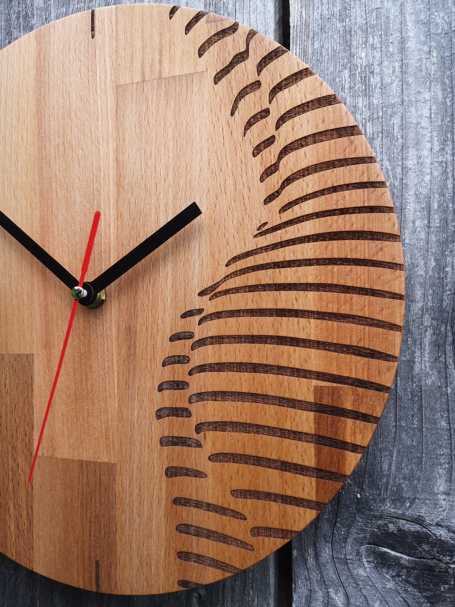 Handmade Wooden Wall Clock, Laser Engraved Clock, Silent Clock for Wall ...