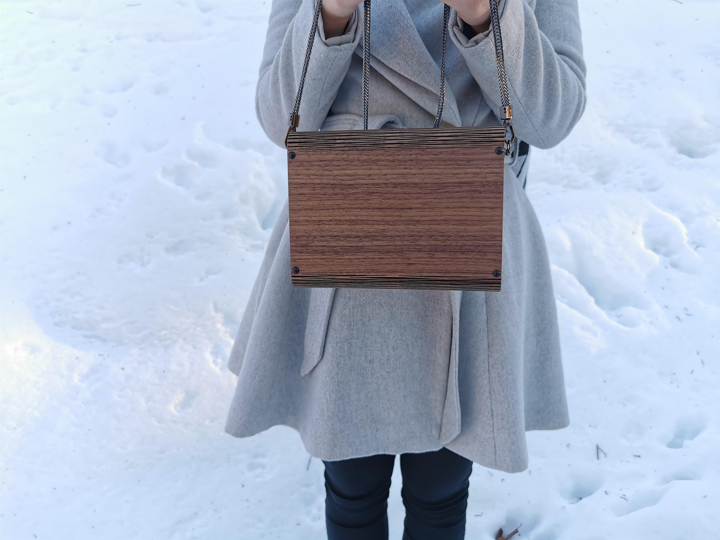 Wooden Leather American Walnut Bag Premium - Etsy