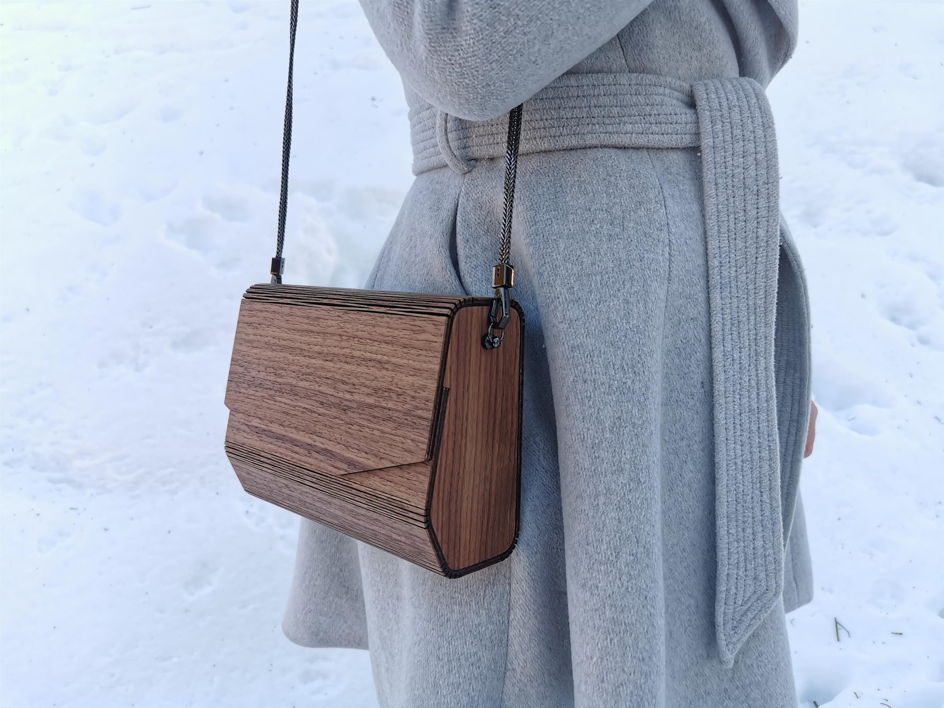 Wooden Leather American Walnut Bag Premium - Etsy