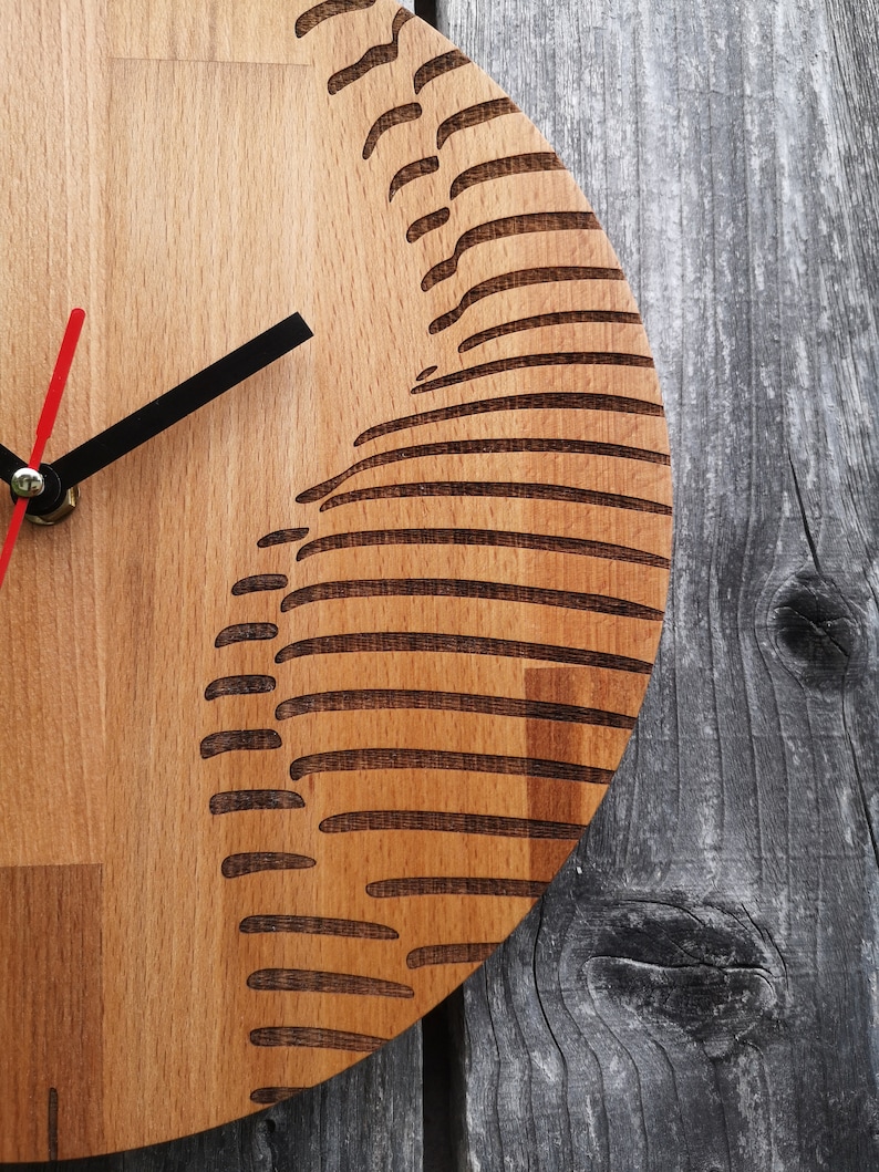 Handmade Wooden Wall Clock, Laser Engraved Clock, Silent Clock for Wall ...