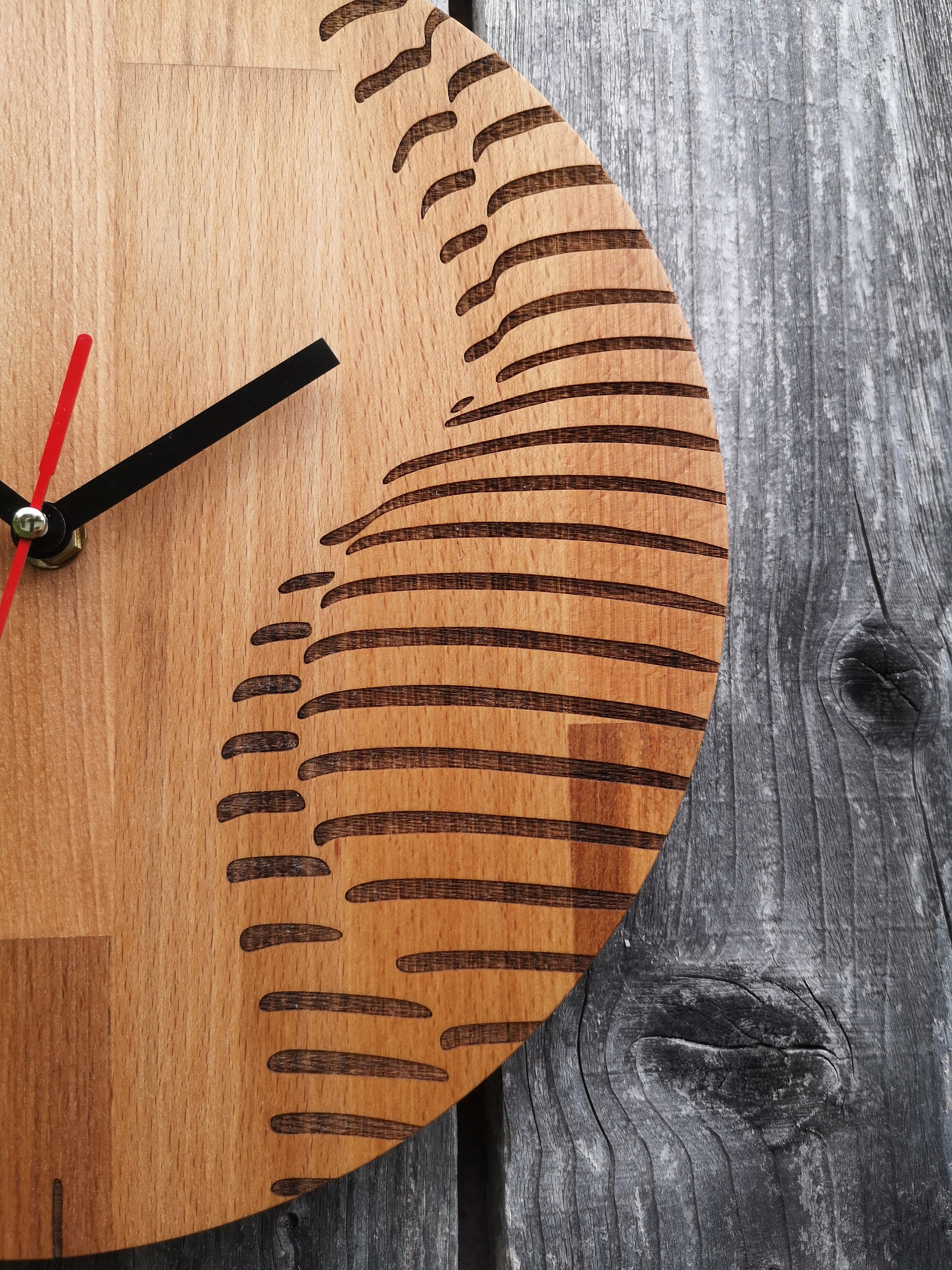 Handmade Wooden Wall Clock, Laser Engraved Clock, Silent Clock for Wall ...