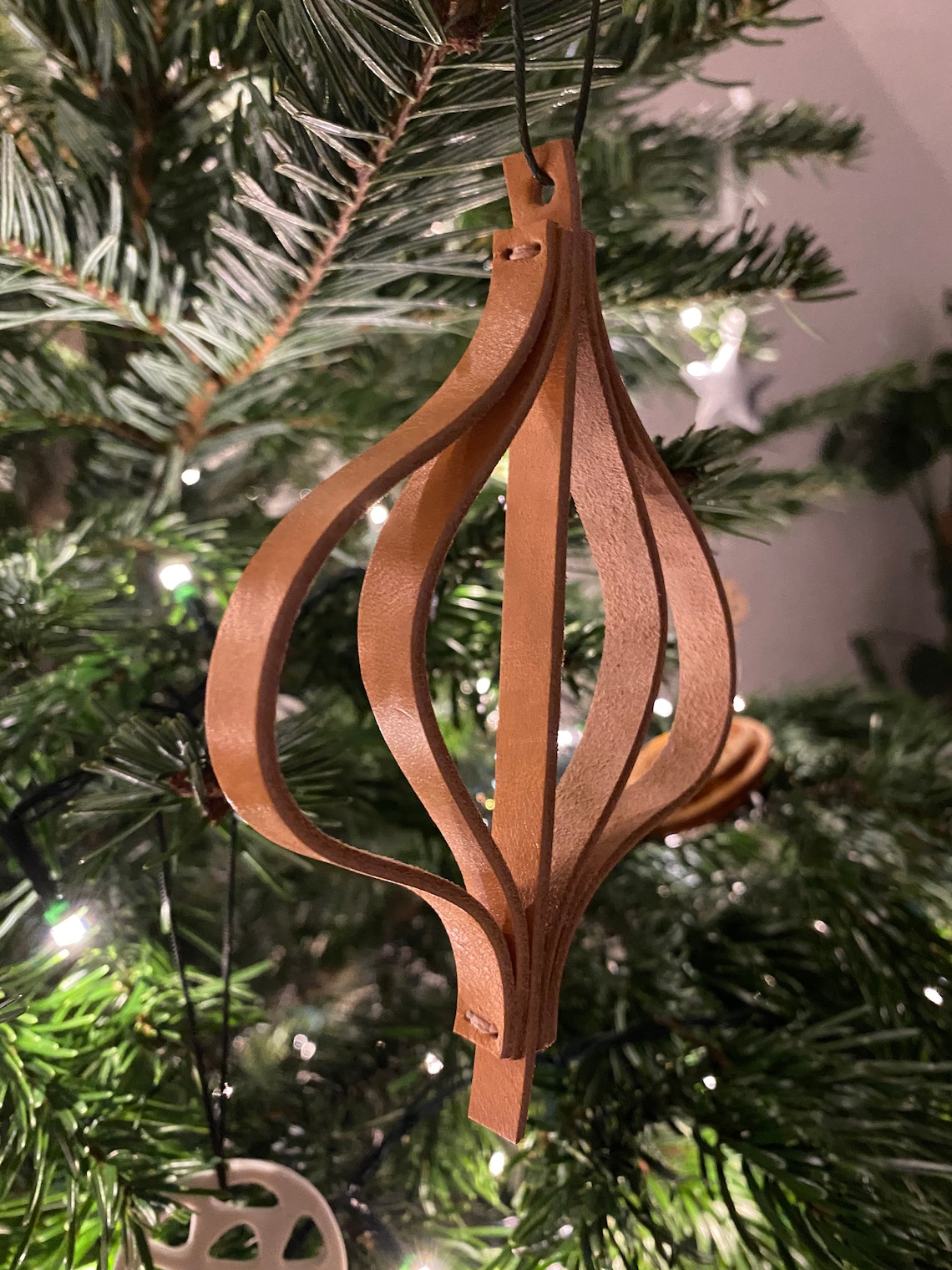 Christmas Tree Decorations - Handmade Leather - Set of 3 - Large - Etsy UK