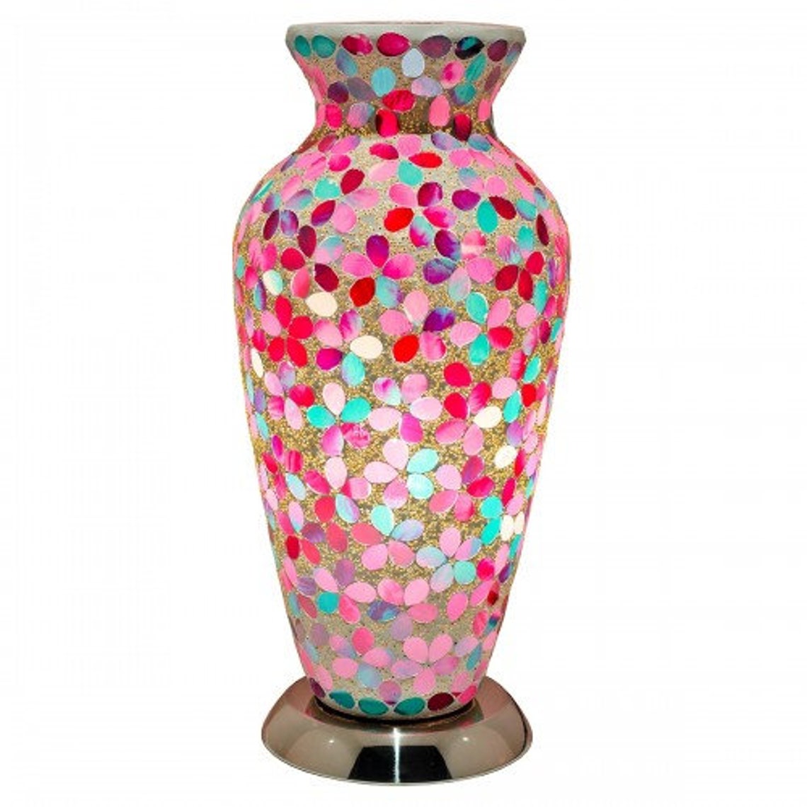 Mosaic Glass Vase Lamp Pink Flower Bedroom/table Lamp - Etsy UK