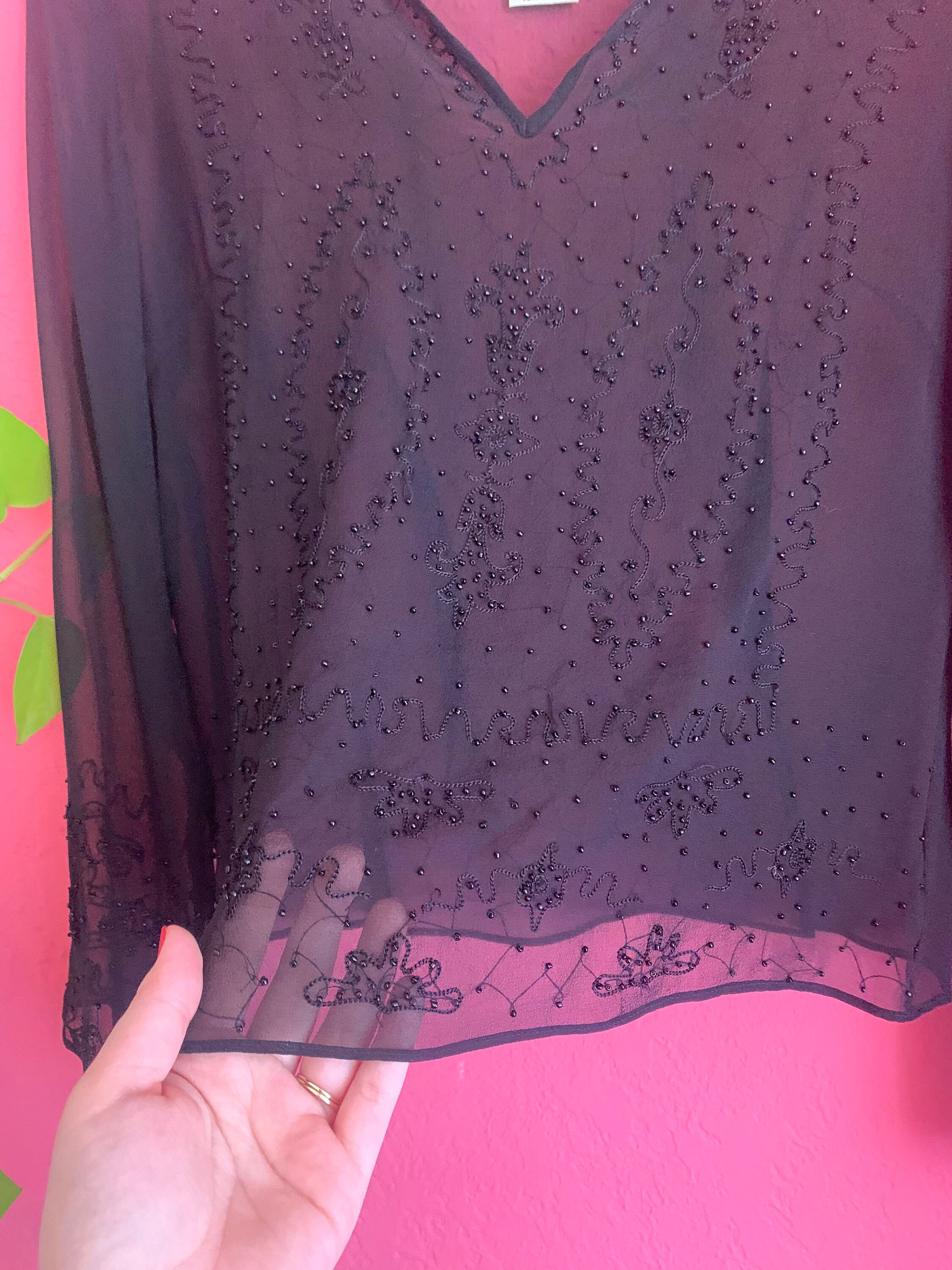 Sheer Beaded Top - Etsy