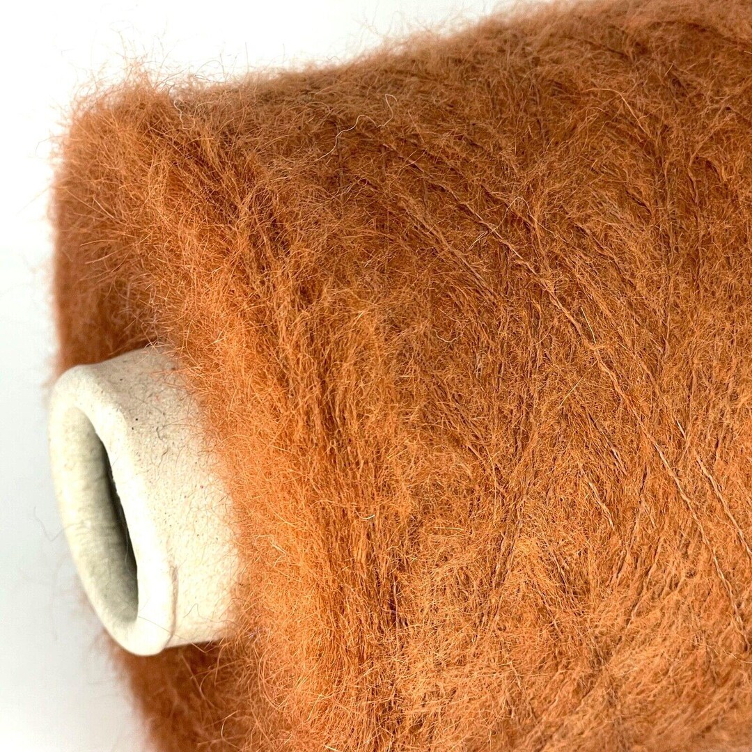Luxurious KID Mohair Yarn, Orange Ginger Yarn on Cone, Lace Weight Yarn ...